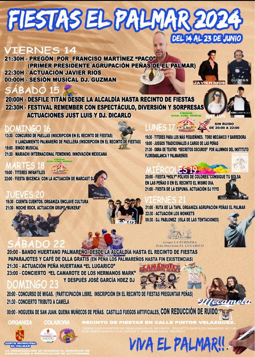 Programación Fiestas El Palmar 2024 - La Guía W - La Guía Definitiva ...