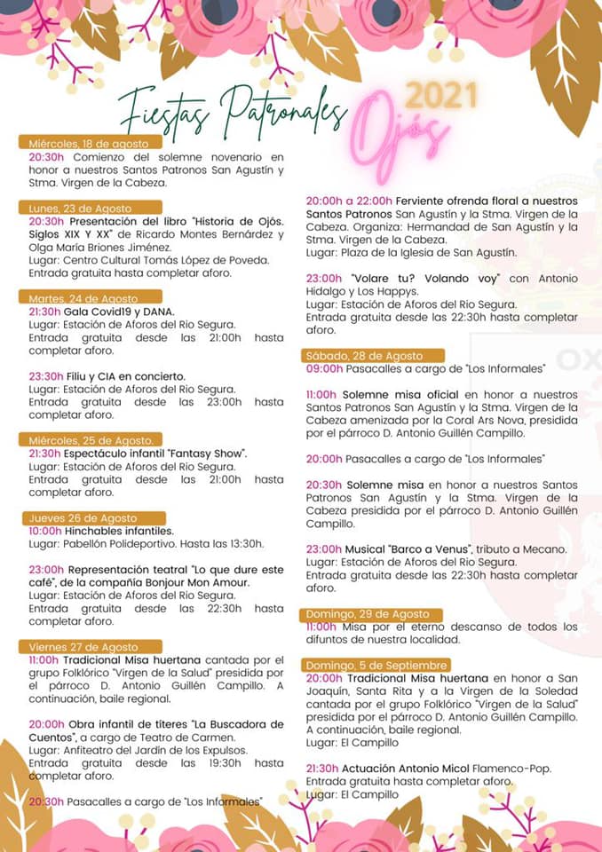 Programa Fiestas Ojós 2021 - La Guía W - La Guía Definitiva - Encuentra ...