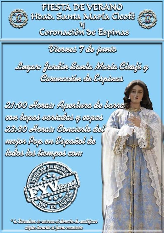 FIESTA DE VERANO DE LA HDAD. SANTA MARÍA CLEOFÉ Y CORONACIÓN DE ESPINAS ...